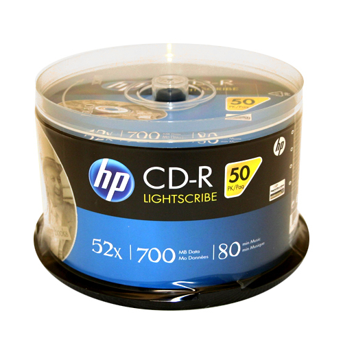 HP LightScribe CD-R 52X Blank Media Disc in Cake Box
