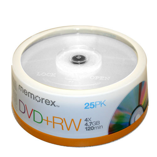 Memorex 4X DVD+RW 4.7GB Blank Media DVD plus RW Disc in Cake Box